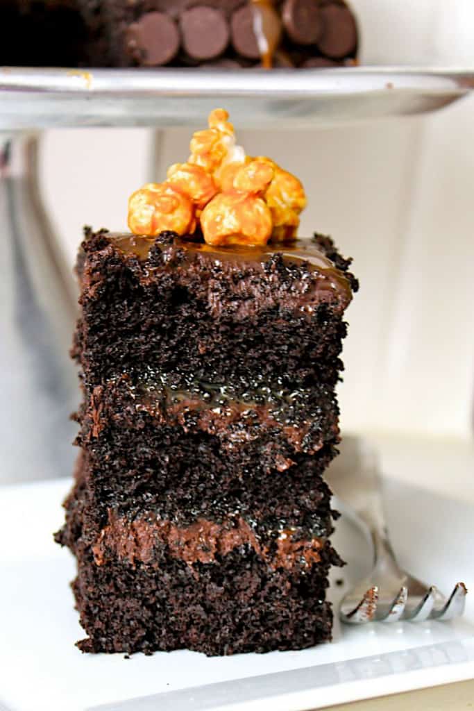 Fudge Caramel Stout Cake - The BakerMama