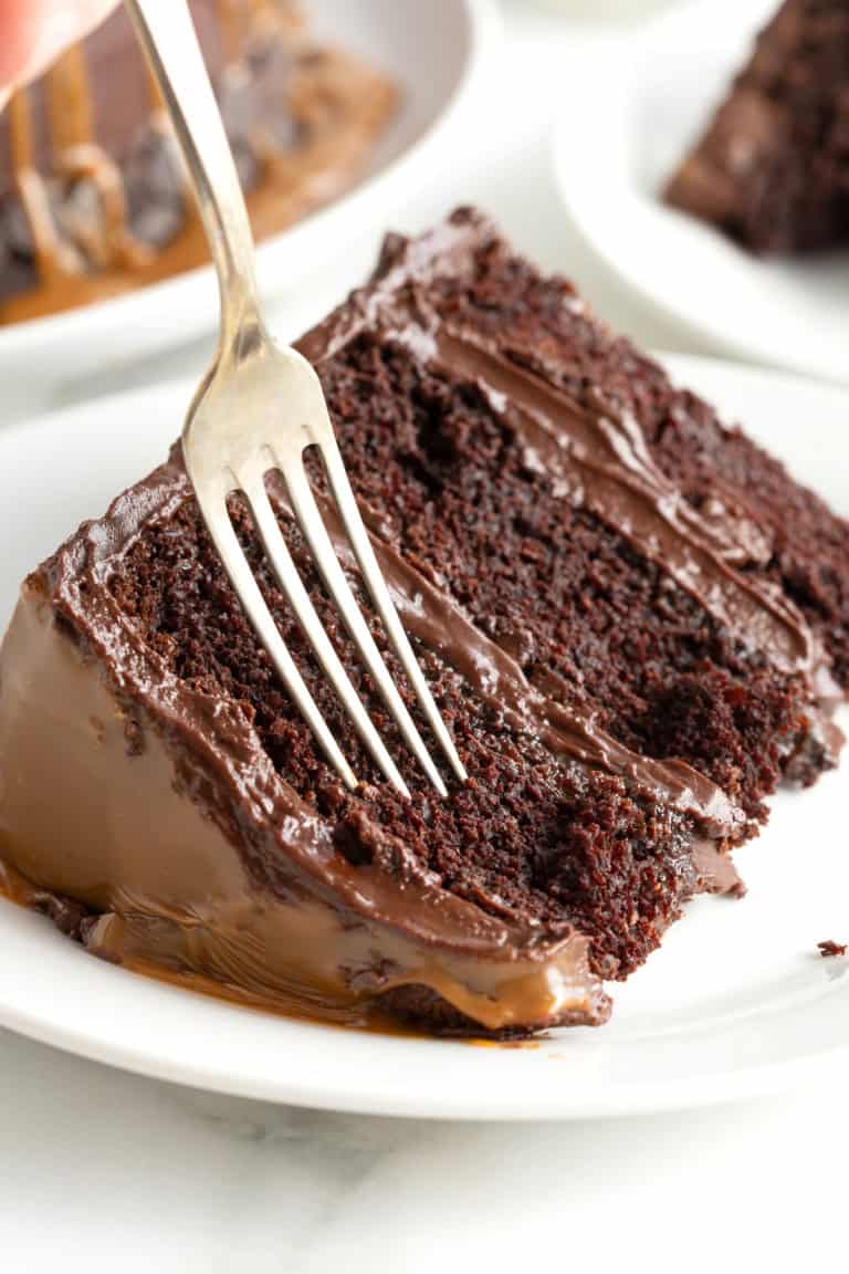 Fudge Caramel Stout Cake - The BakerMama