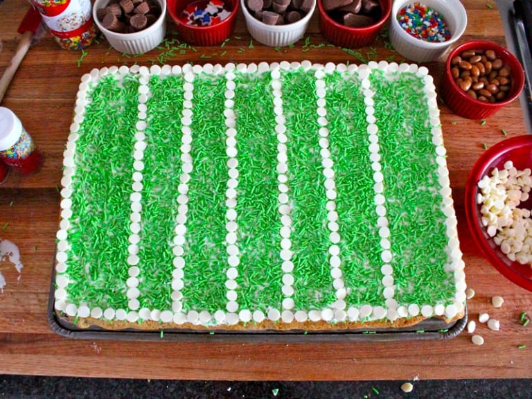 Football Field Chocolate Chip Cookie Cake - The BakerMama