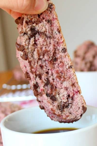 Raspberry Chocolate Chip Biscotti - The BakerMama