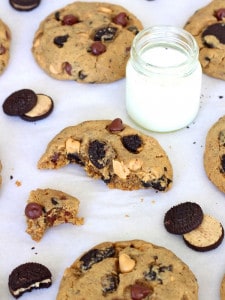 Peanut Butter Oreo Overload Cookies - The BakerMama
