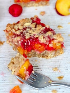 Peach Raspberry Crumb Bars - The BakerMama