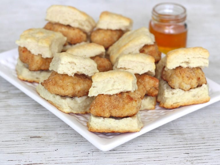 Oven-Fried Mini Chicken Biscuits - The BakerMama