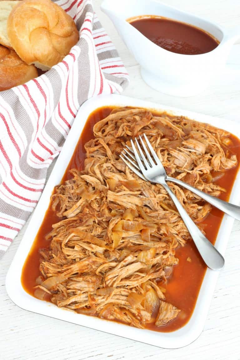 3 Ingredient Slow Cooker Pulled Pork - The BakerMama