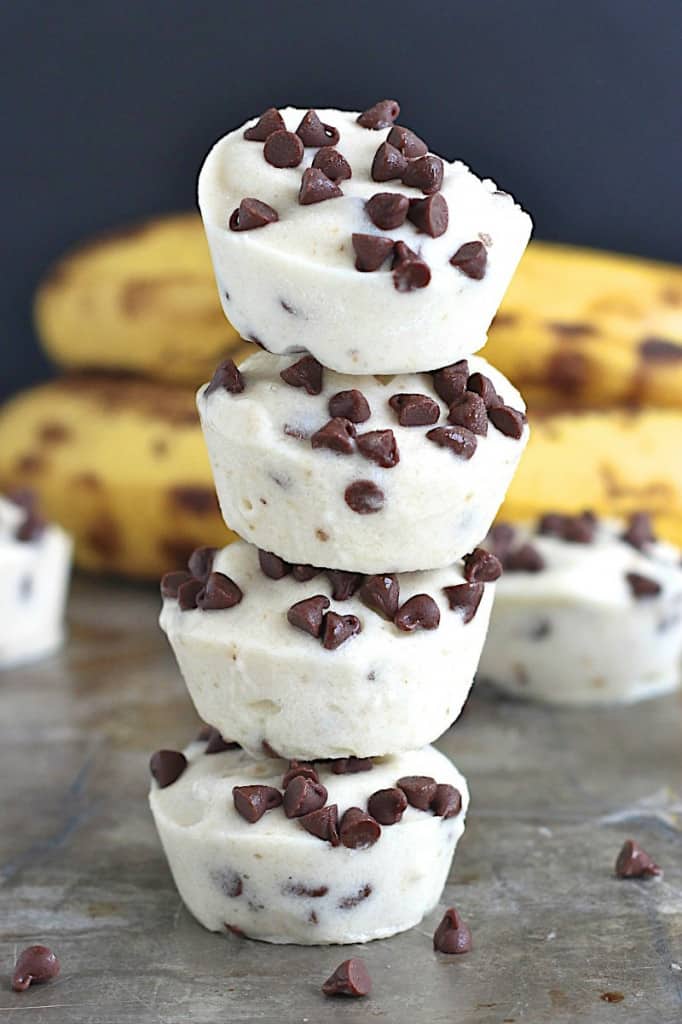 Two-Ingredient Banana Chocolate Chip Ice Cream Bites - The BakerMama