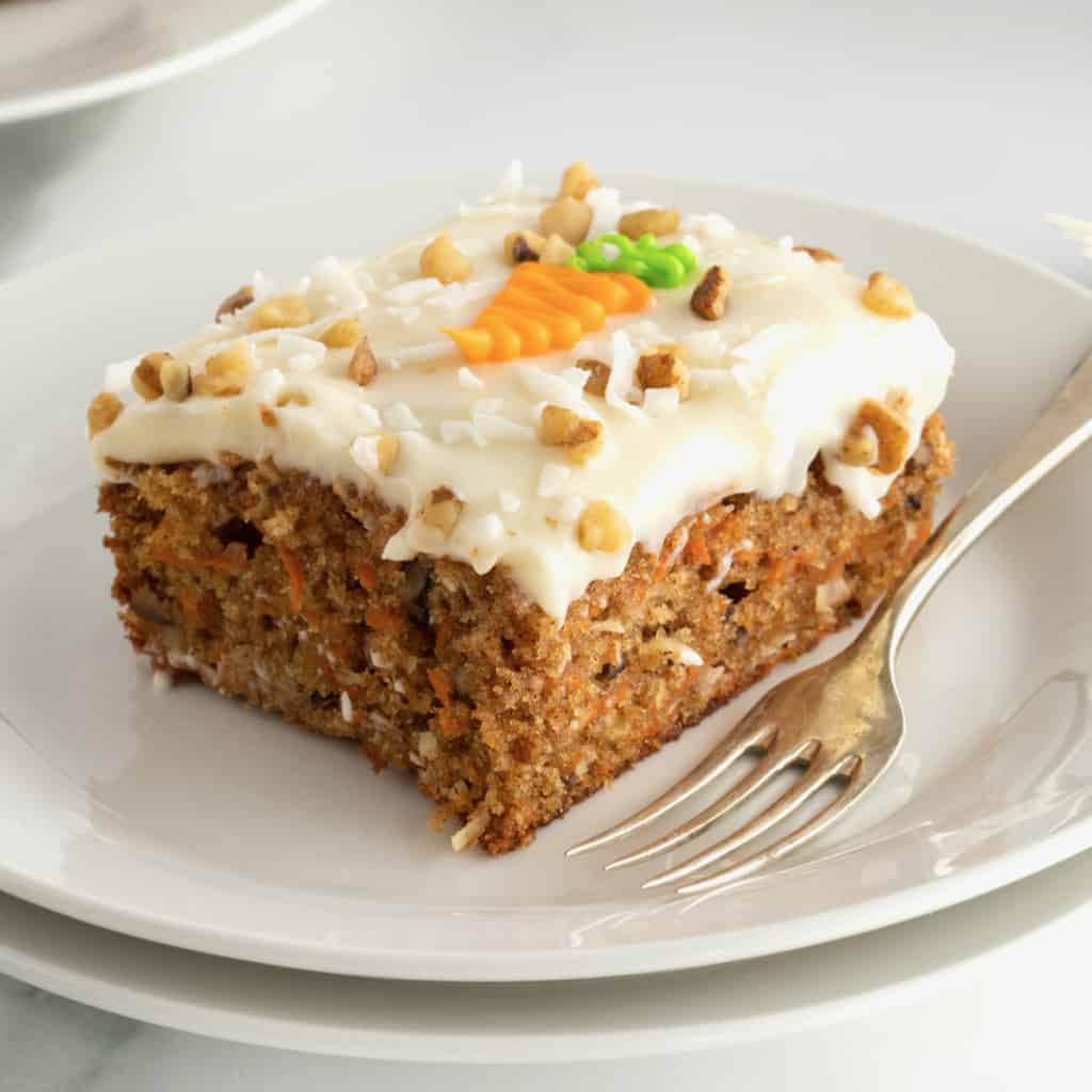 Carrot Sheet Cake with Cream Cheese Frosting - The BakerMama