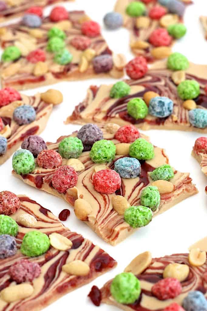 Peanut Butter Berry Bunch Crunch Bark - The BakerMama