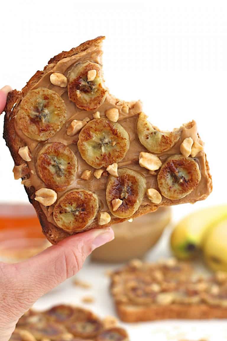 Caramelized Banana Peanut Butter Toast - The BakerMama