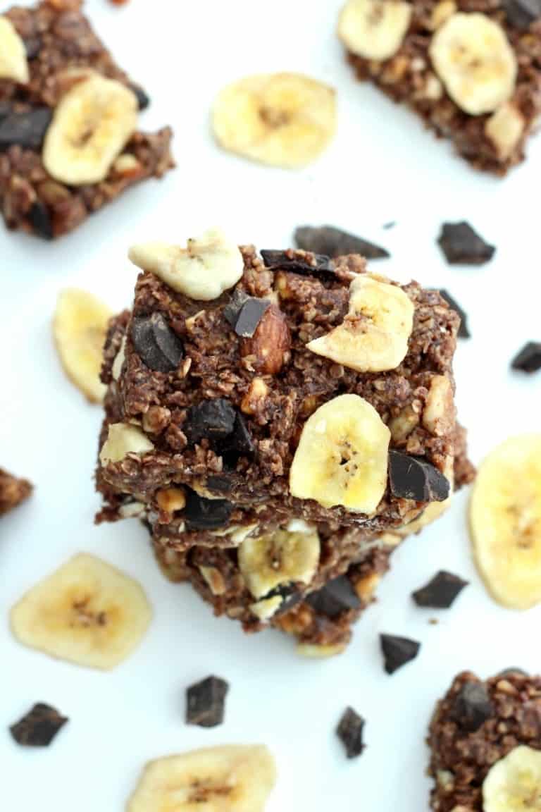 No-Bake Chunky Monkey Granola Bars {5 ingredients!} - The BakerMama
