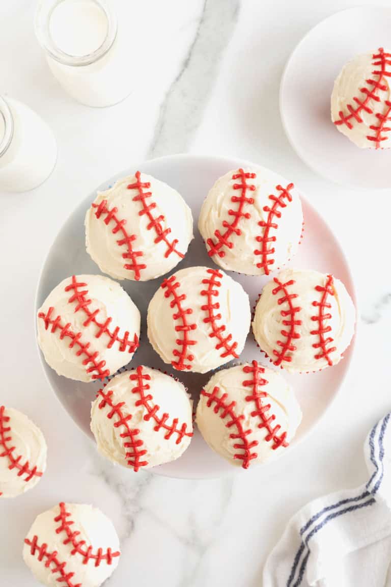 Confetti Baseball Cupcakes - The BakerMama