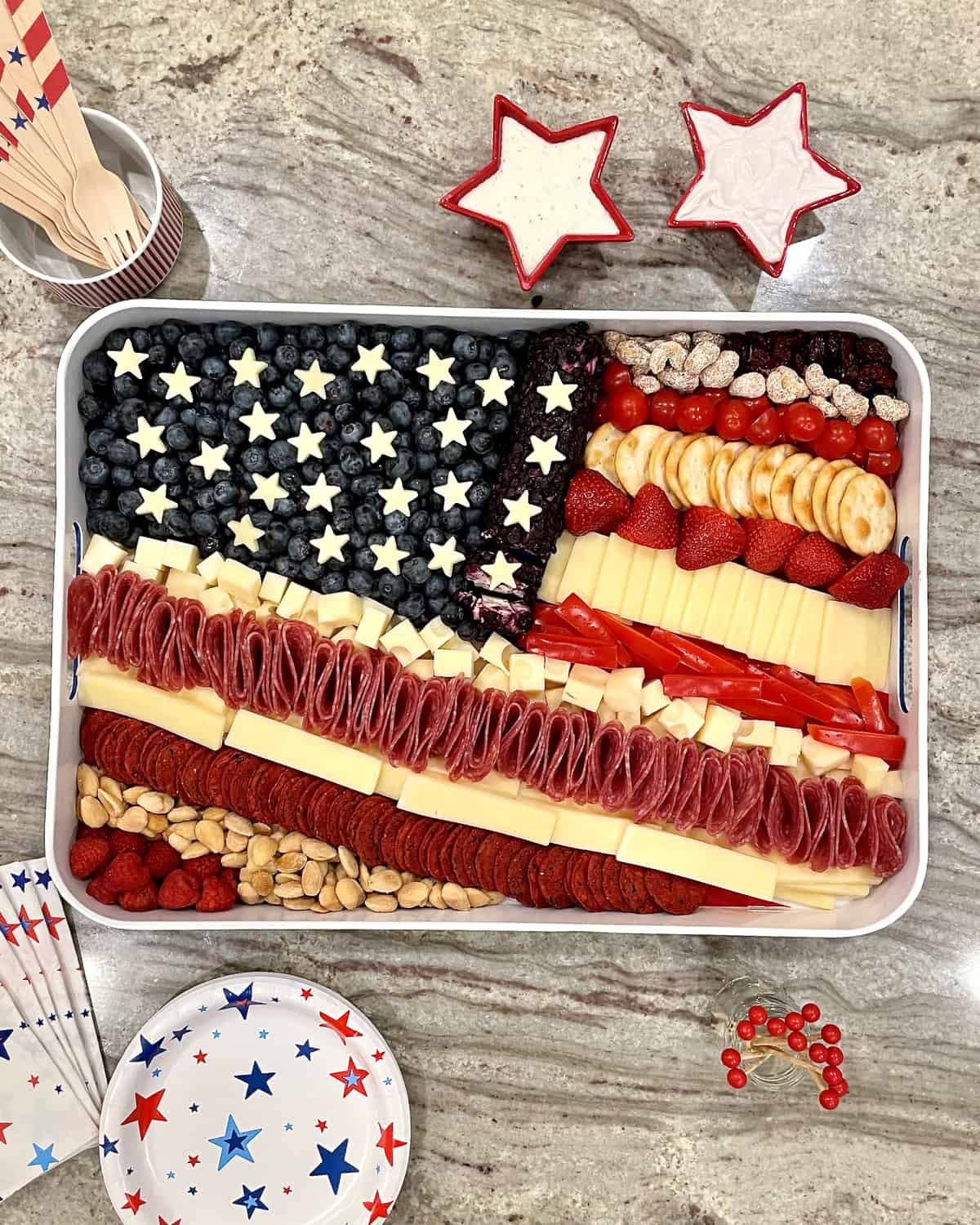 American Flag Cheese Tray - The BakerMama