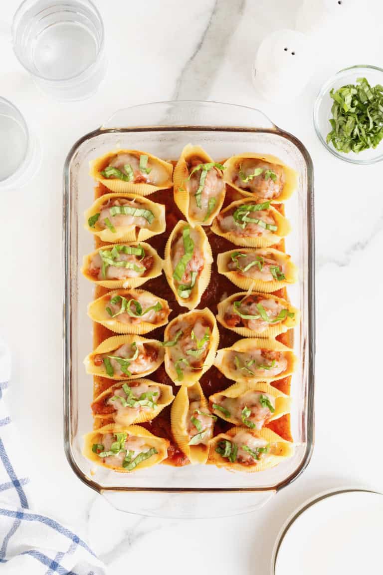 Meatball Stuffed Pasta Shells - The BakerMama