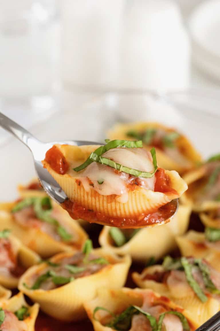 Meatball Stuffed Pasta Shells - The BakerMama