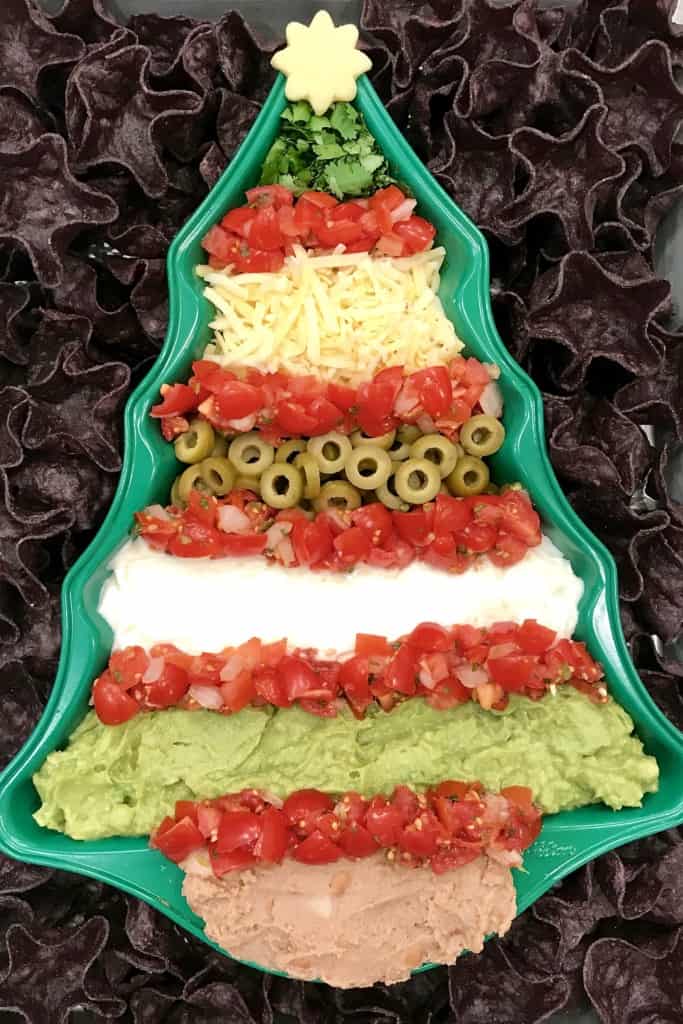 Christmas Tree 7 Layer Dip - The BakerMama