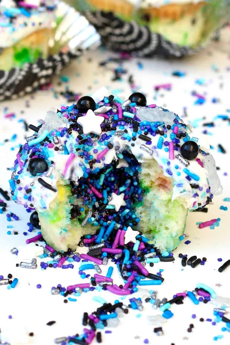Cosmic Cupcakes {with a Surprise Inside!} | The BakerMama