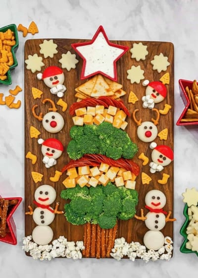 Kid's Christmas Tree Snack Board - The BakerMama