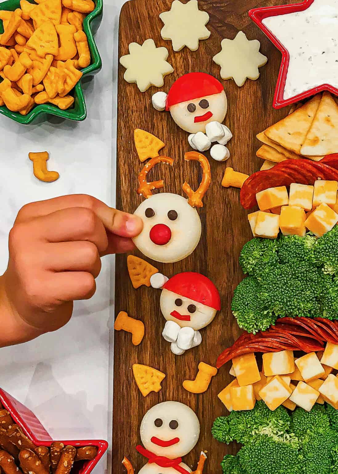 Kid's Christmas Tree Snack Board - The BakerMama