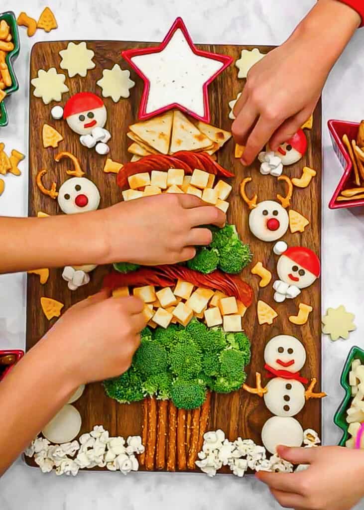 Kid's Christmas Tree Snack Board - The BakerMama