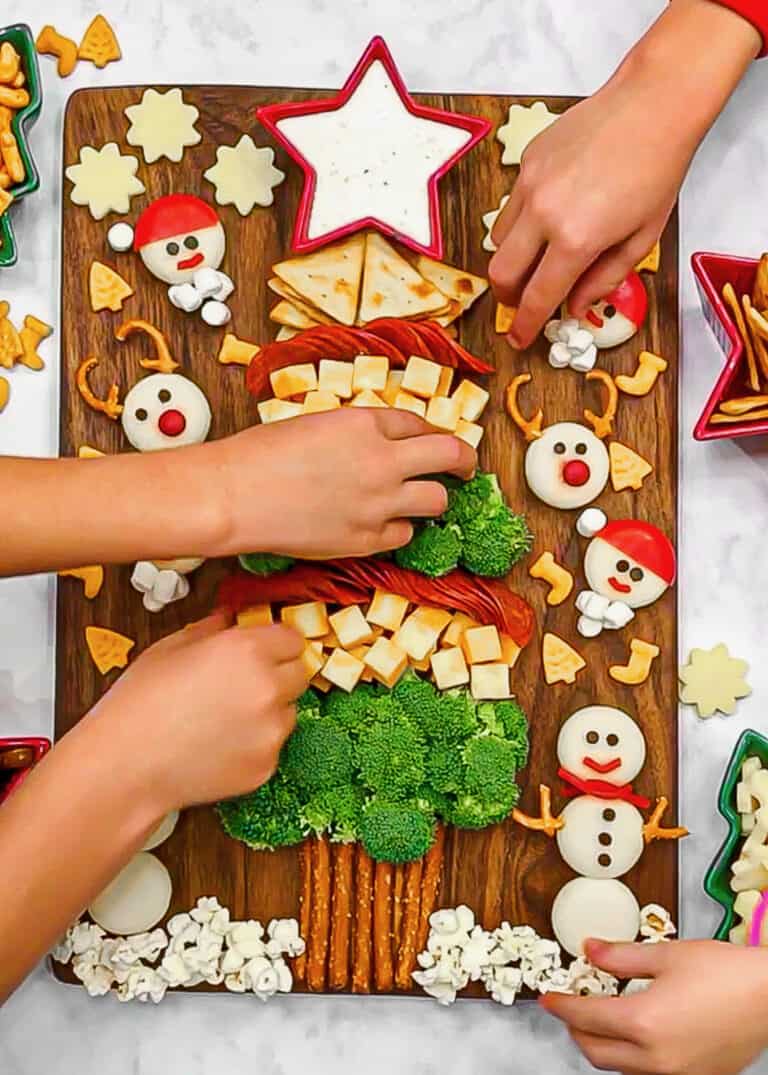 Kid's Christmas Tree Snack Board - The BakerMama