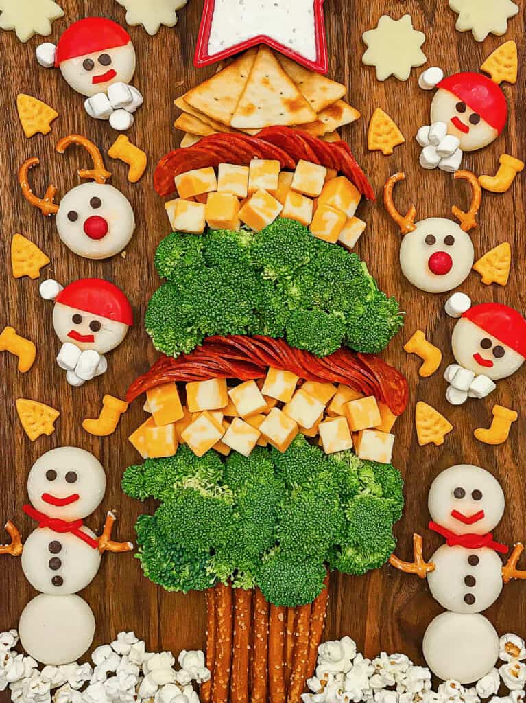 Kid's Christmas Tree Snack Board - The BakerMama