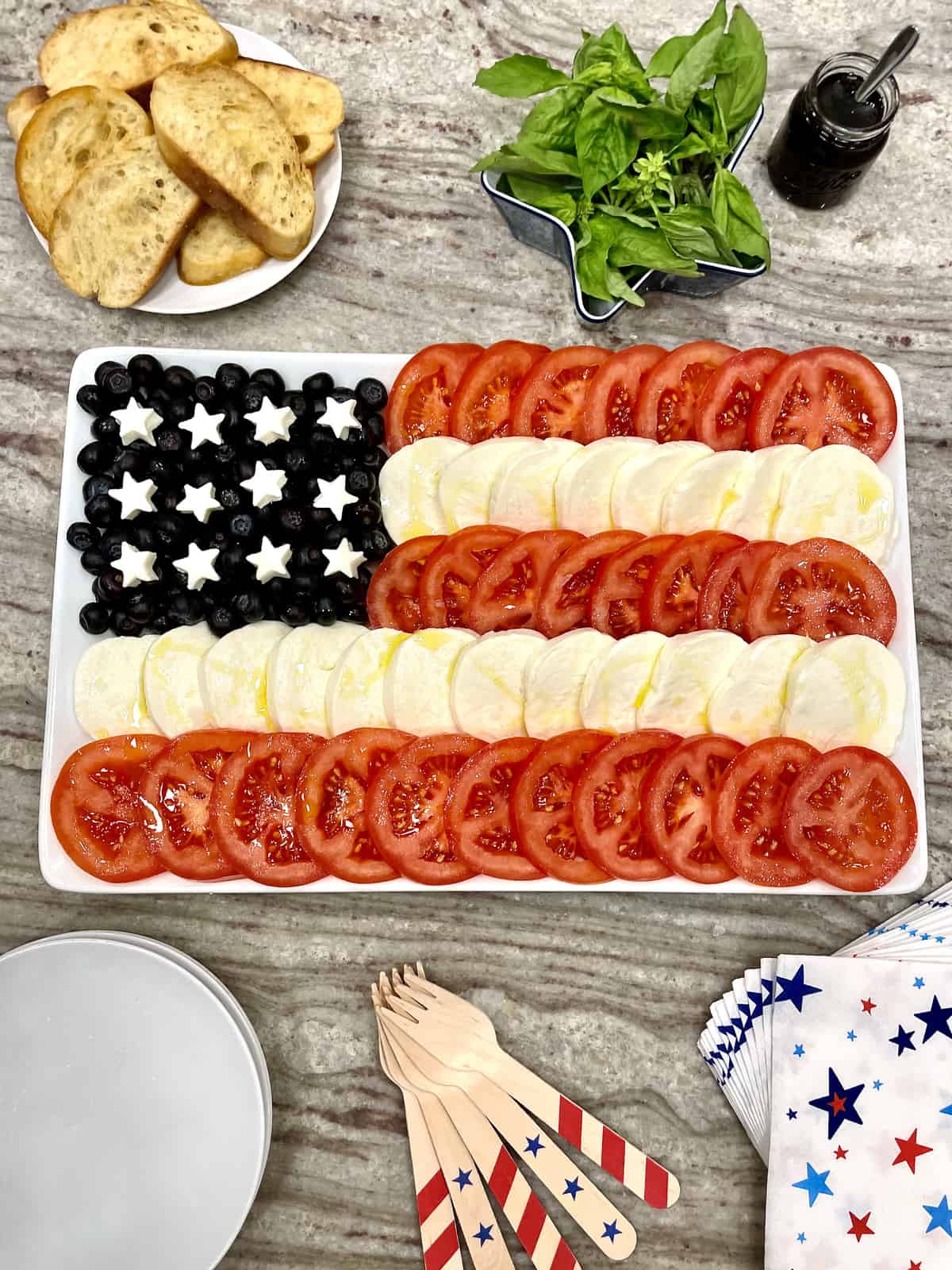 American Flag Caprese Salad - The BakerMama