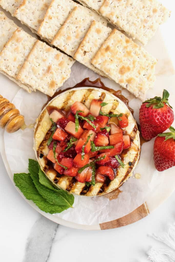 Grilled Brie with Strawberries - The BakerMama
