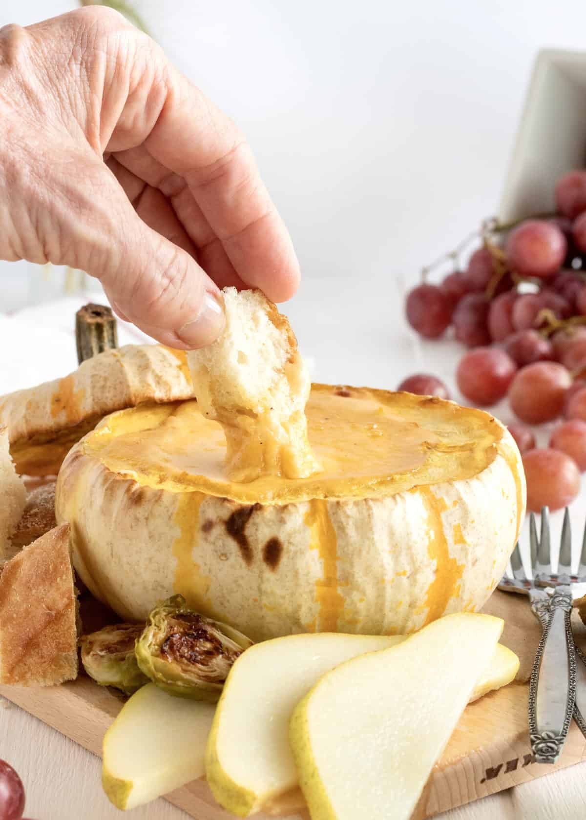 Gouda and Cheddar Cheese Fondue - The BakerMama