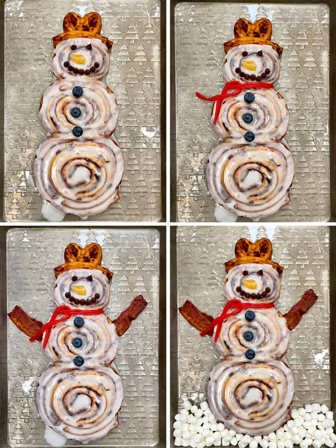 Cinnamon Roll Snowman Breakfast Tray - The BakerMama