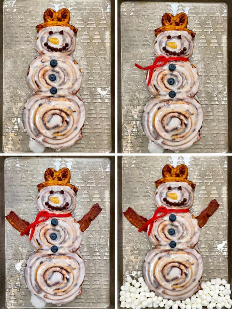 Cinnamon Roll Snowman Breakfast Tray - The BakerMama
