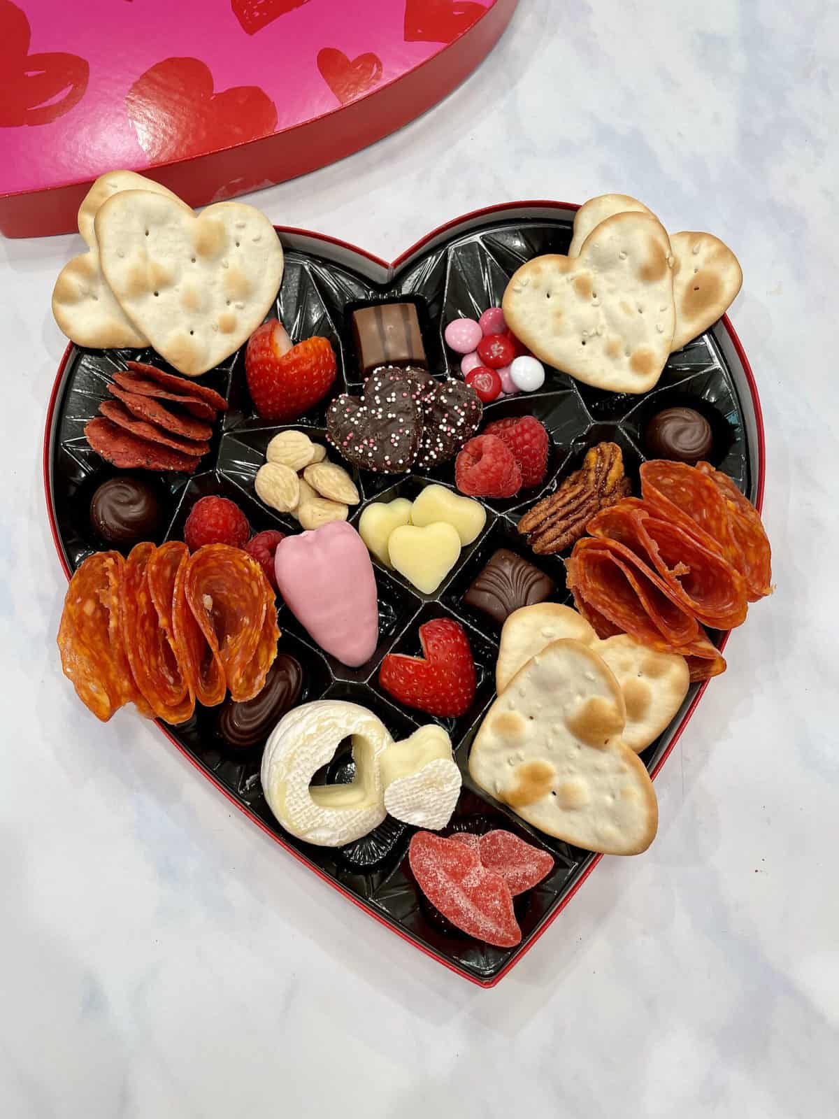 Cheese and Charcuterie Heart Box - The BakerMama