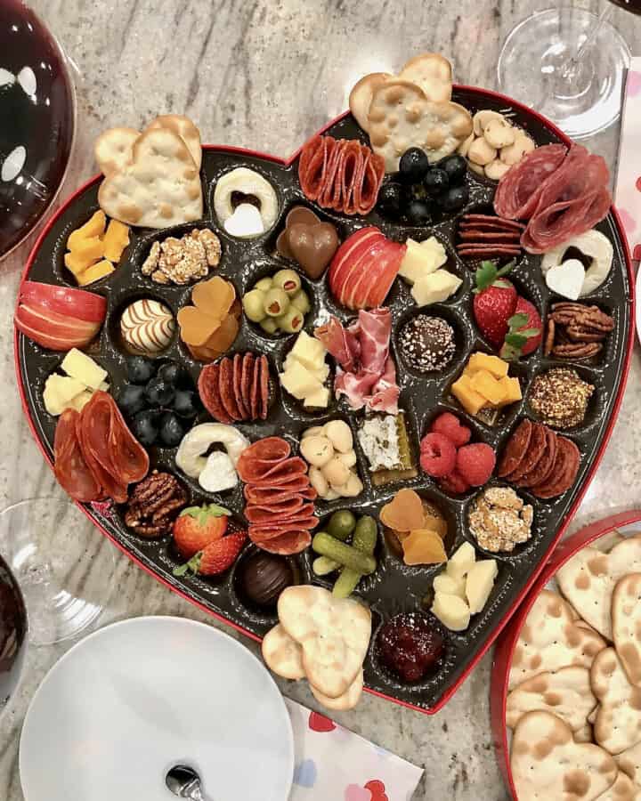 Cheese and Charcuterie Heart Box - The BakerMama