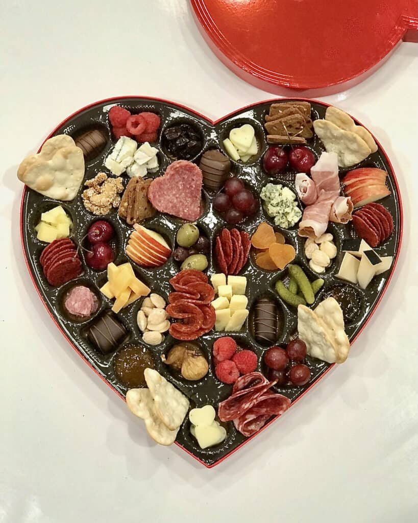 Cheese and Charcuterie Heart Box - The BakerMama