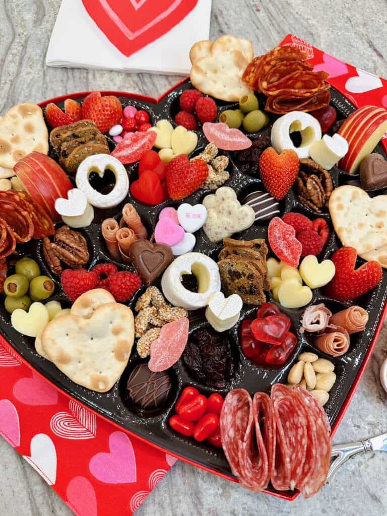 Cheese and Charcuterie Heart Box - The BakerMama