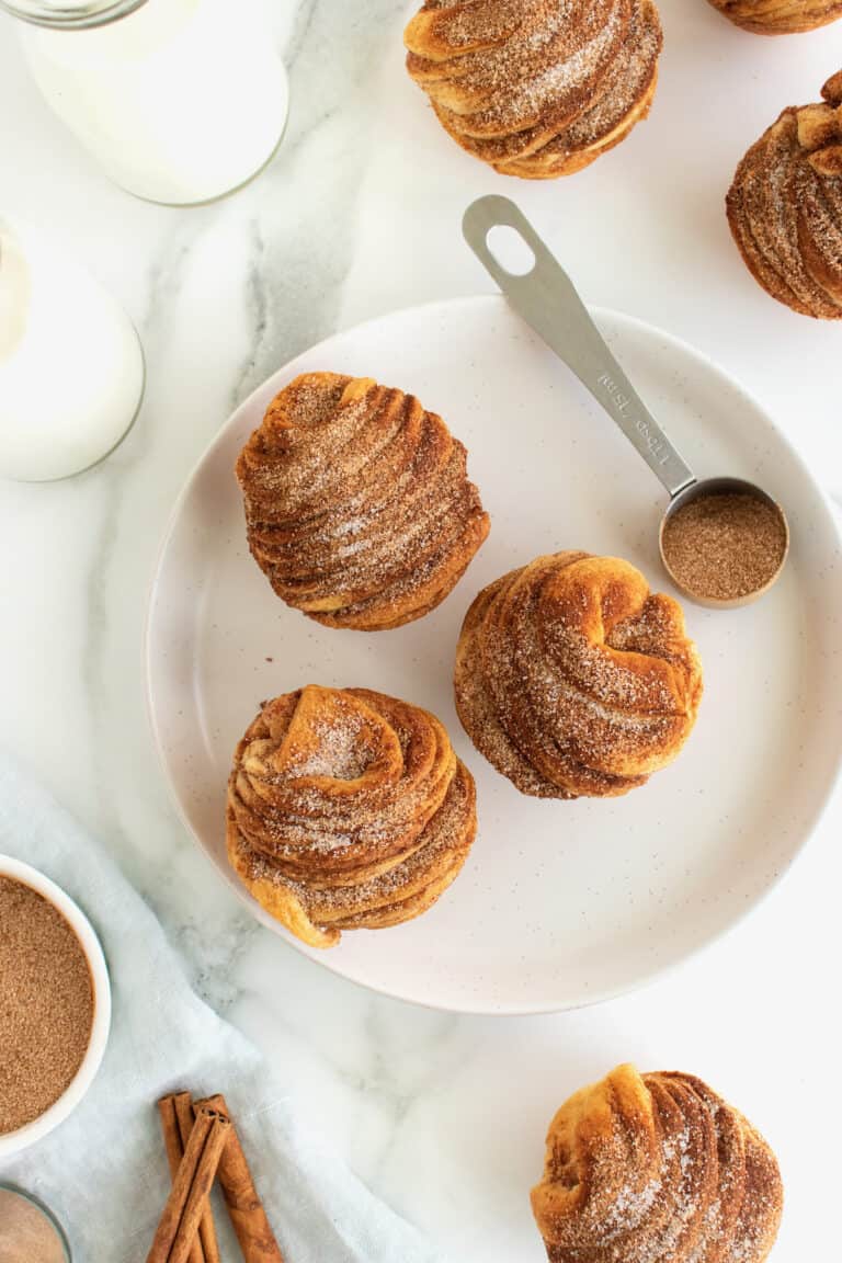 Easy Cinnamon Sugar Cruffins - The BakerMama