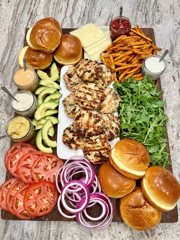 Grilled Turkey Burger Board - The BakerMama