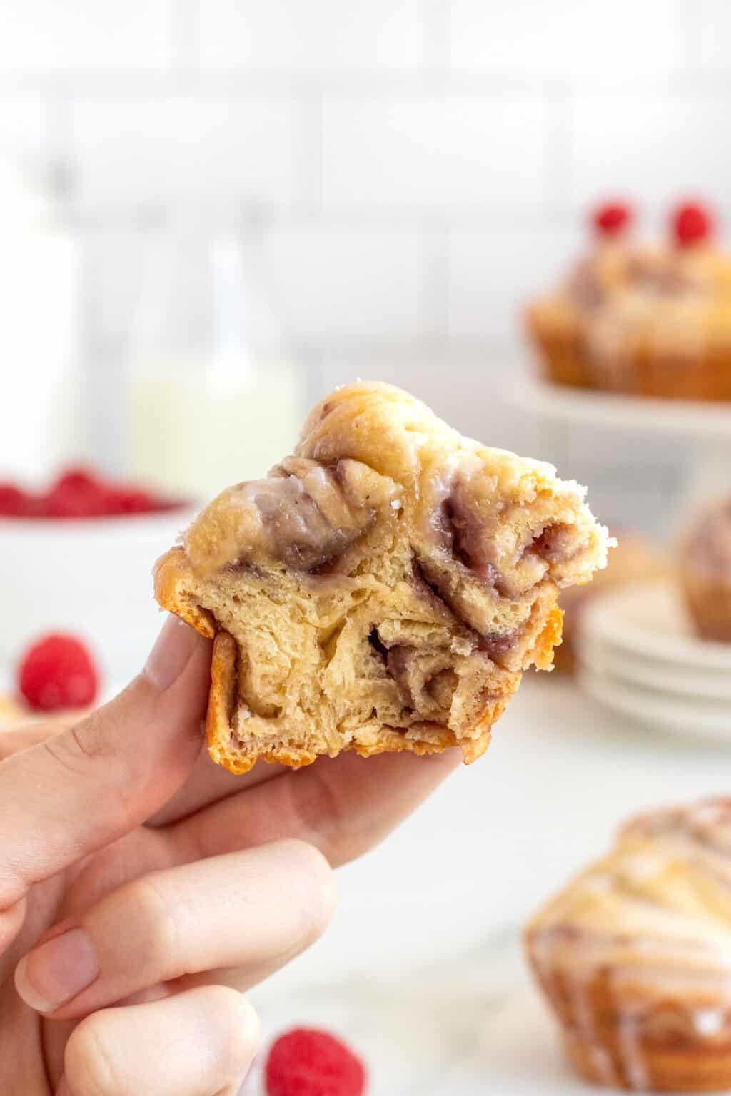 Raspberry Cream Cheese Cruffins - The BakerMama