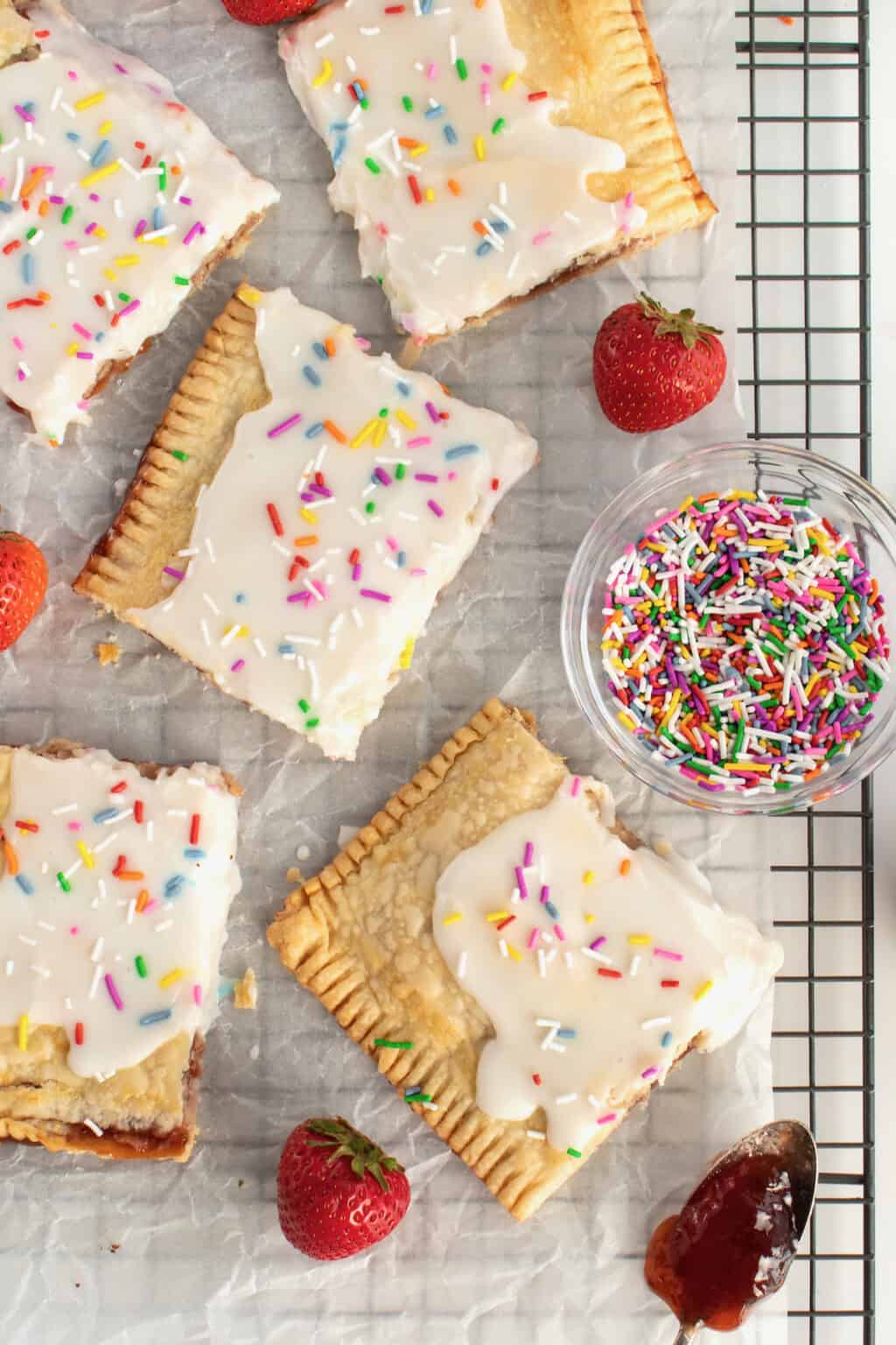 Homemade Strawberry Sheet Pan Pop Tart - The BakerMama