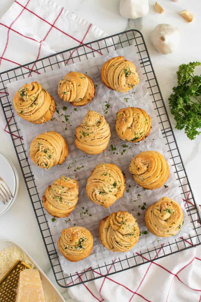 Garlic Parmesan Herb Cruffins - The BakerMama