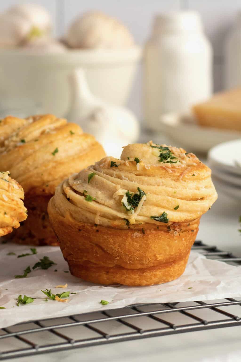 Garlic Parmesan Herb Cruffins - The BakerMama