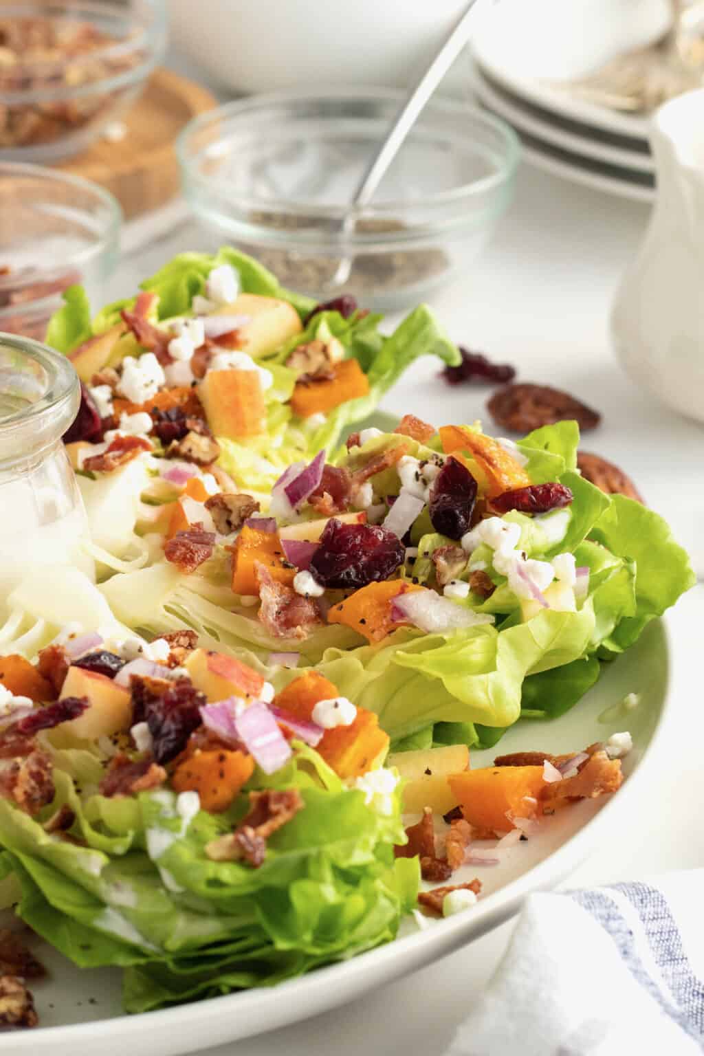 Mini Fall Wedge Salads with Goat Cheese Dressing - The BakerMama