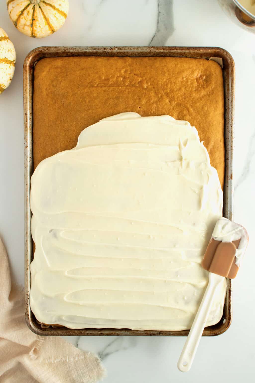 Pumpkin Sheet Cake - The BakerMama