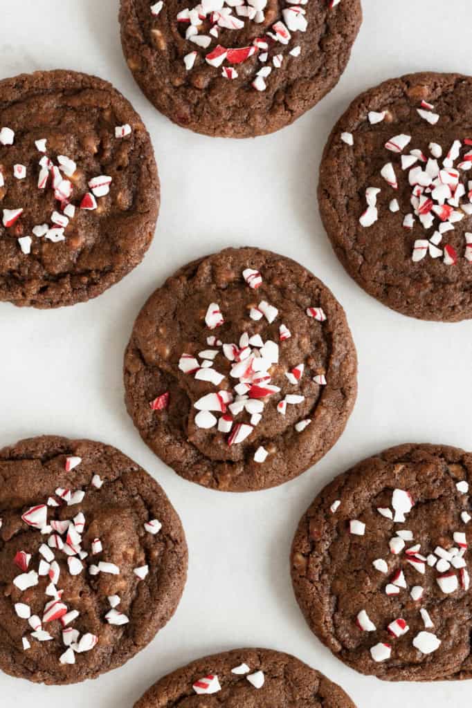 Chocolate Peppermint Crunch Cookies - The BakerMama