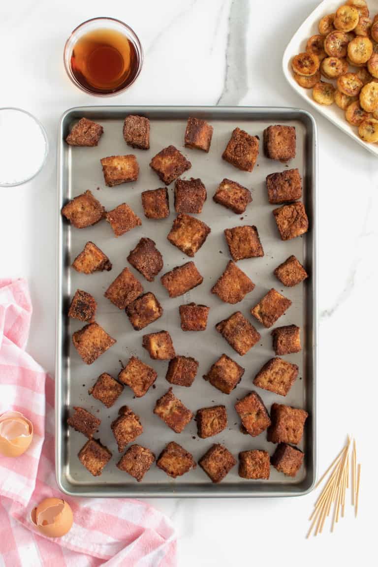 Banana Bread French Toast Bites - The BakerMama