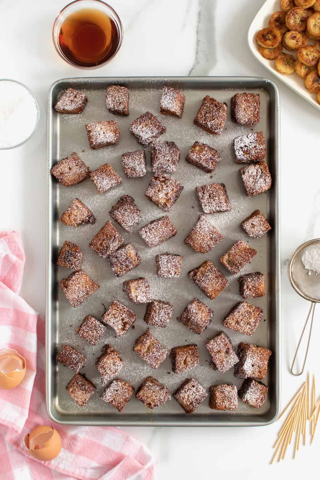 Banana Bread French Toast Bites - The BakerMama