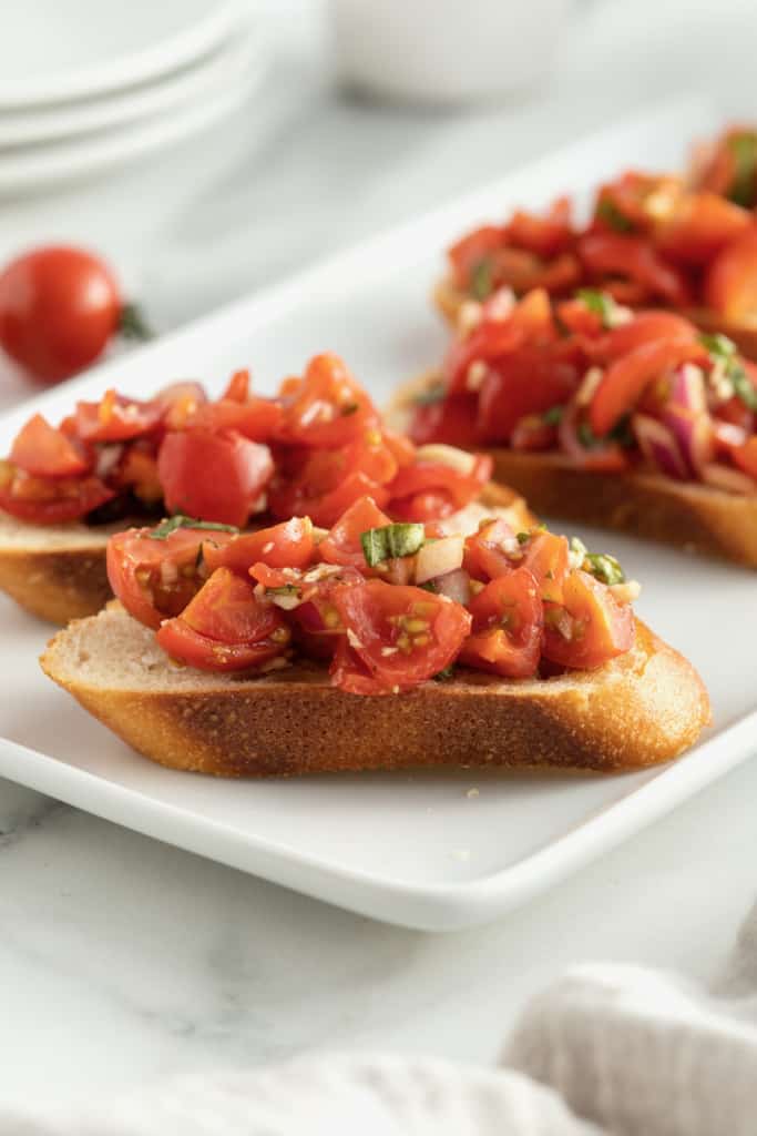Classic Tomato Bruschetta - The BakerMama