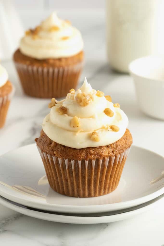 Carrot Cake Cupcakes with Cream Cheese Frosting - The BakerMama