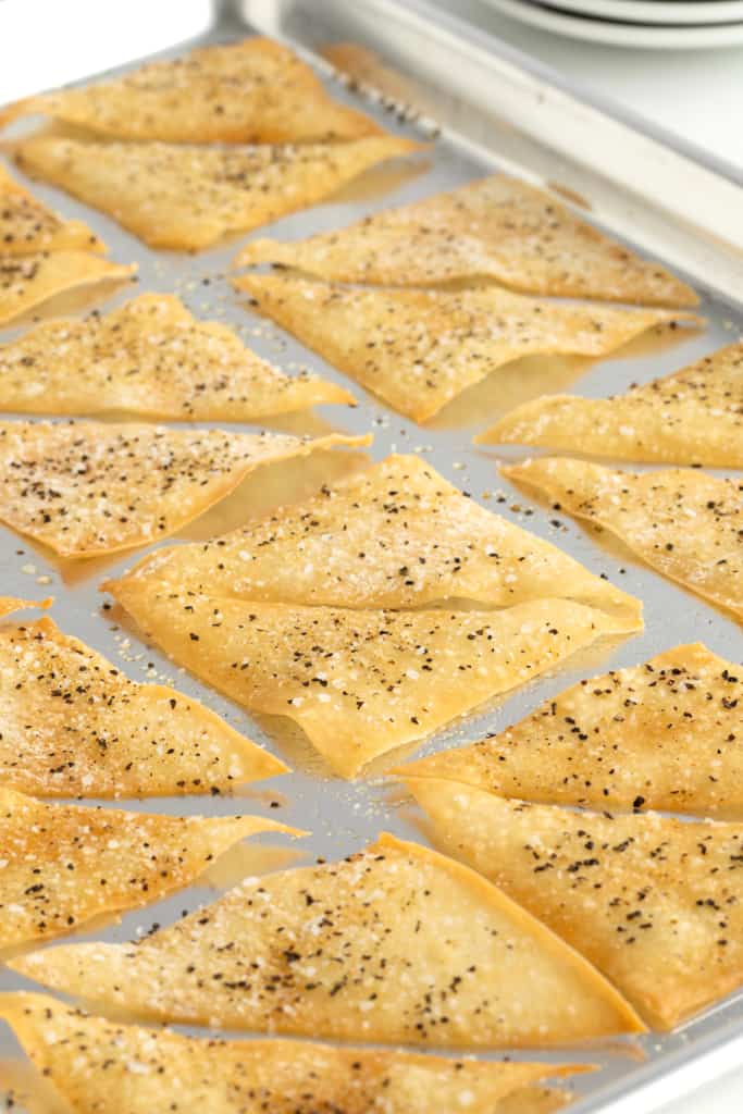 Light and Crispy Baked Wonton Chips - The BakerMama