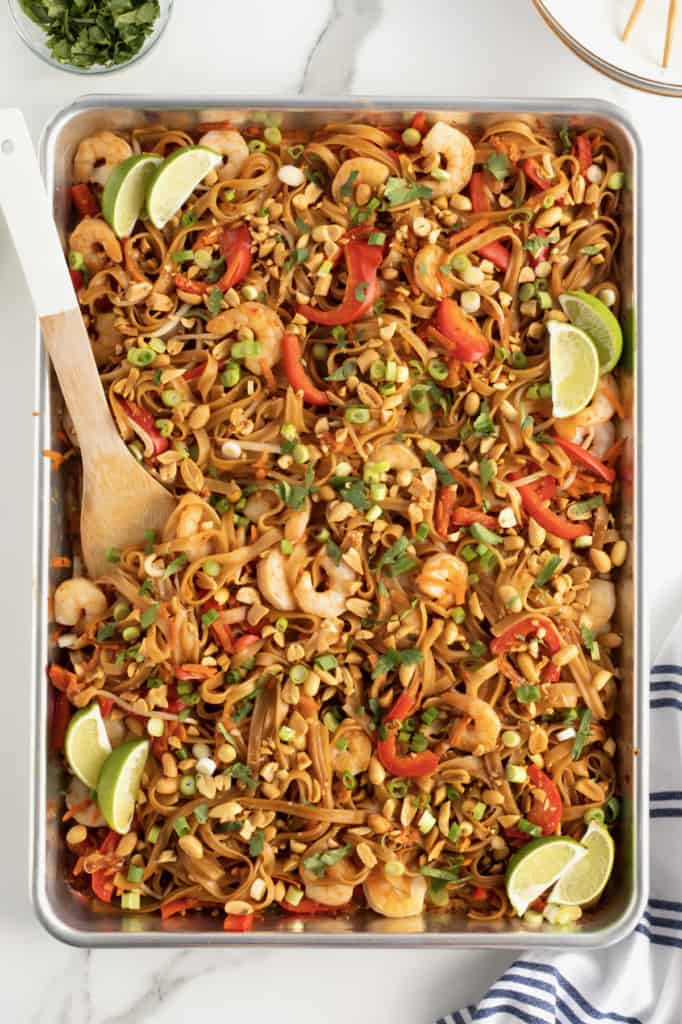 Sheet Pan Shrimp Pad Thai - The BakerMama