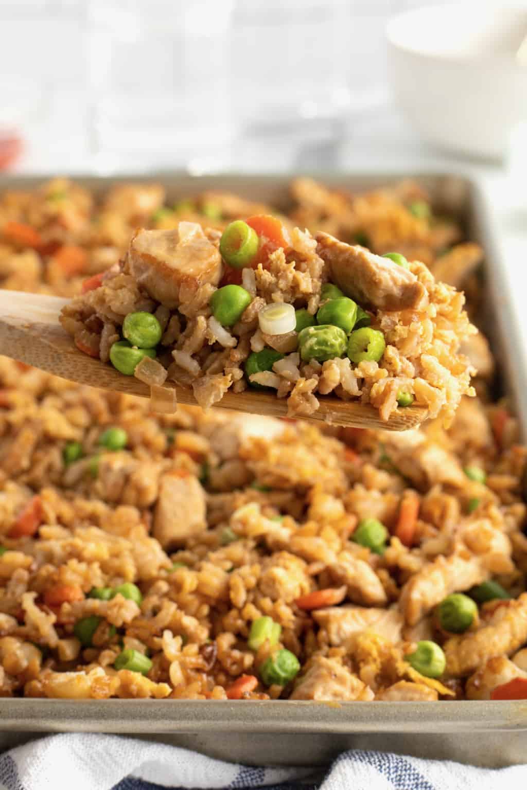 Sheet Pan Chicken Fried Rice - The BakerMama