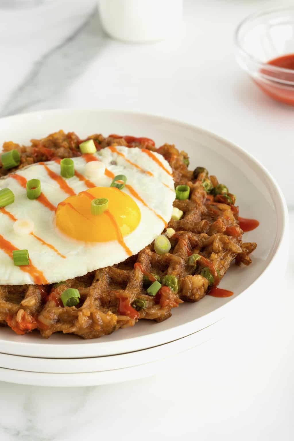 Leftover Fried Rice Waffle - The BakerMama